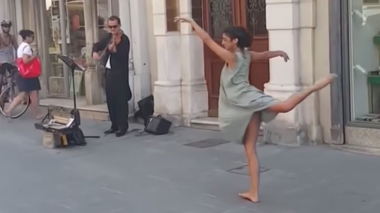 Ballerina Can't Resist Street Musician's Beautiful Melody, Kicks Off ...