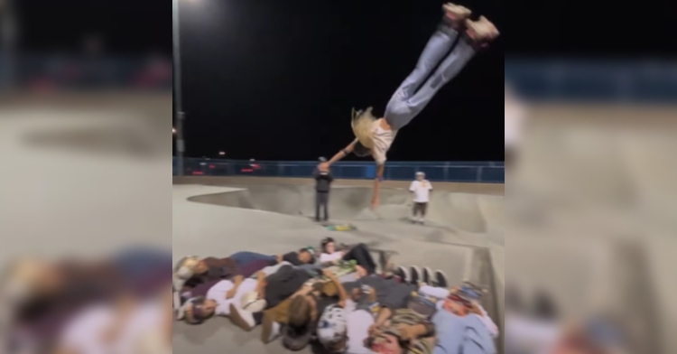 Roller Skating 15-Yr-Old Flips Over 12 People In Hopes Of Breaking A ...