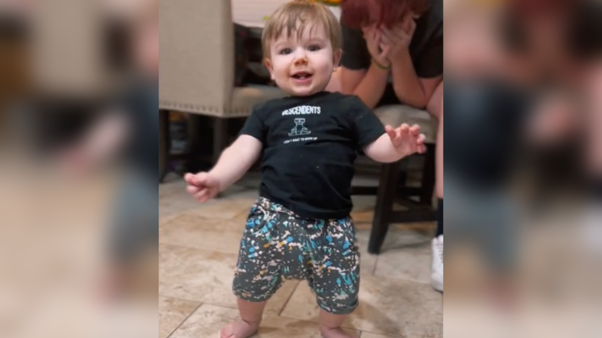 Toddler Takes First Steps Then Celebrates With Adorable Happy Dance!