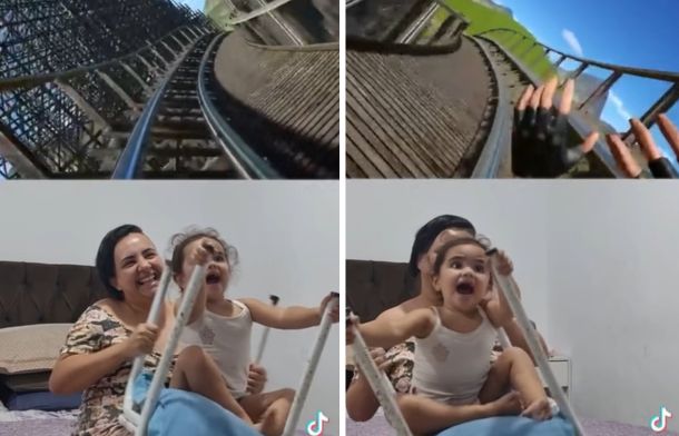 Toddler Gets Epic Virtual Roller Coaster Ride With Adorable Setup ...