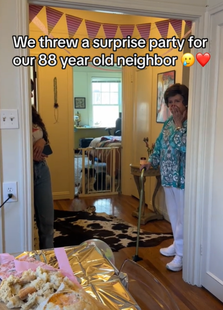 Neighbors Throw Surprise Birthday Party For 88-Yr-Old Woman