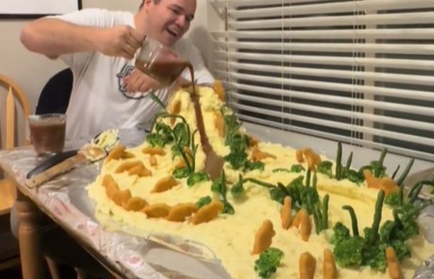 Man Proudly Shows Off His "Mashed Potato Jurassic Park" – InspireMore